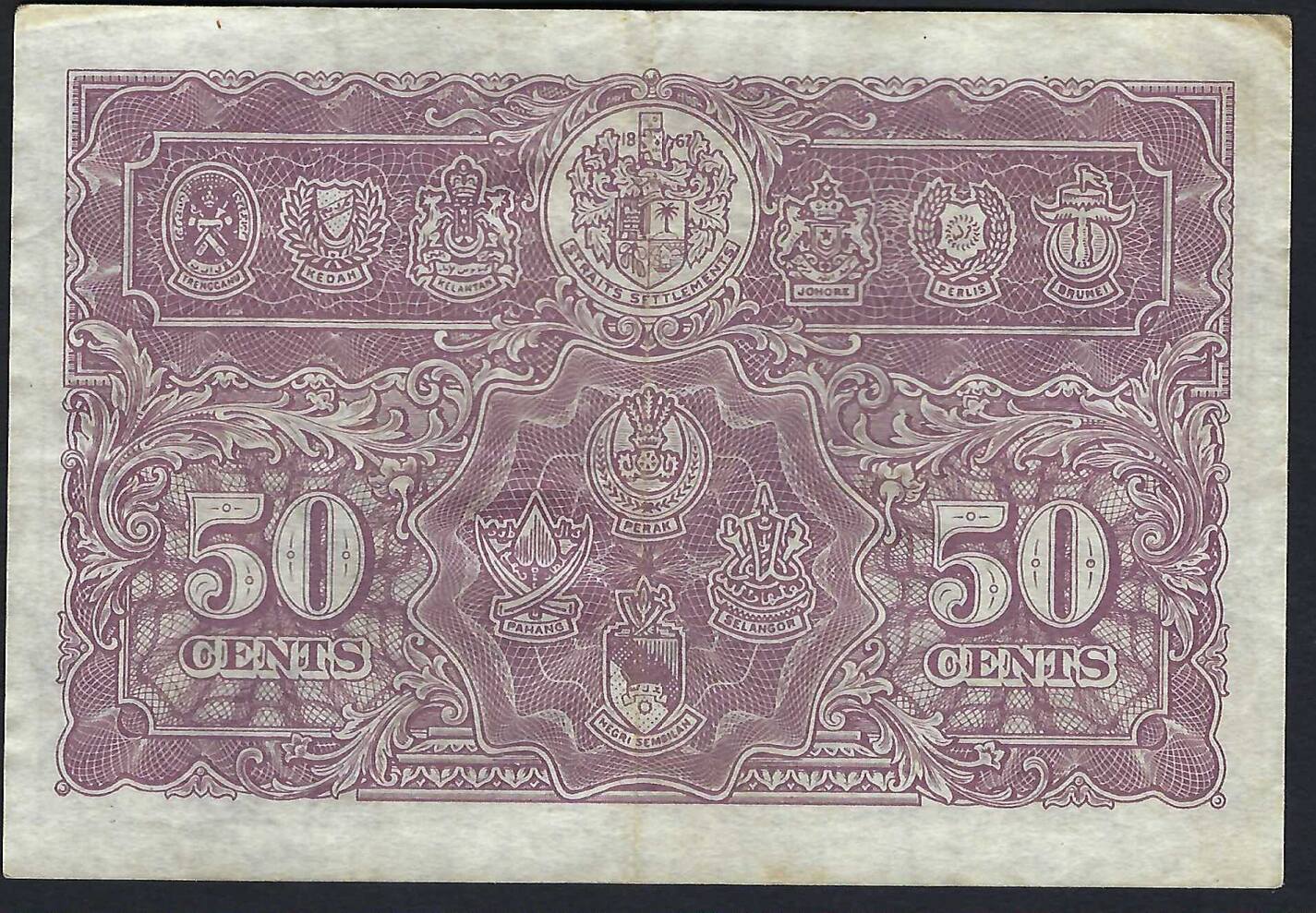 Malaysie / Malaya 50 Cents 01/07/1941 Board of Commissioners of ...