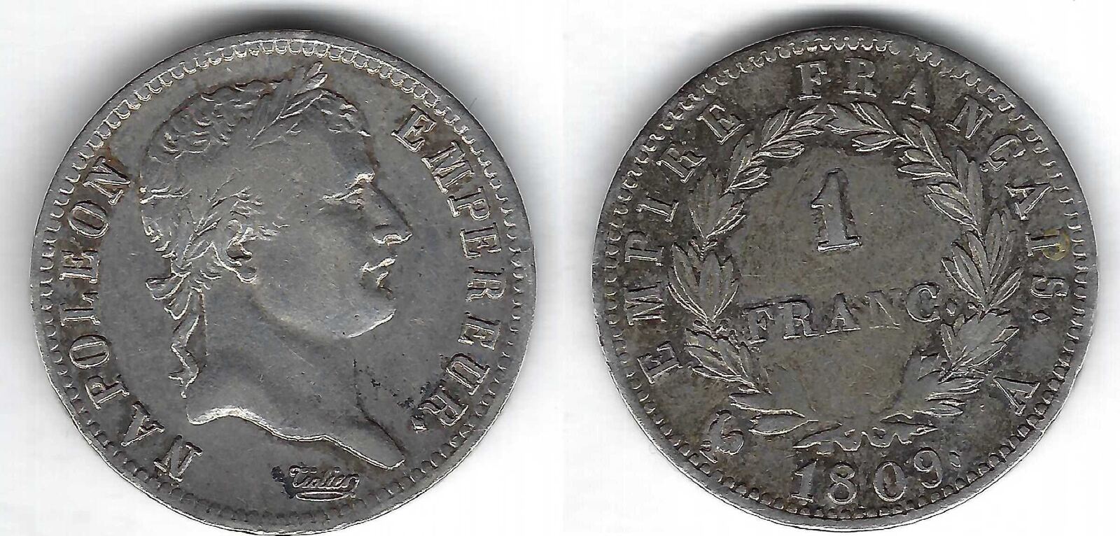 France / Frankreich 1 Franc 1809 A Napoléon Ier S / SS | MA-Shops