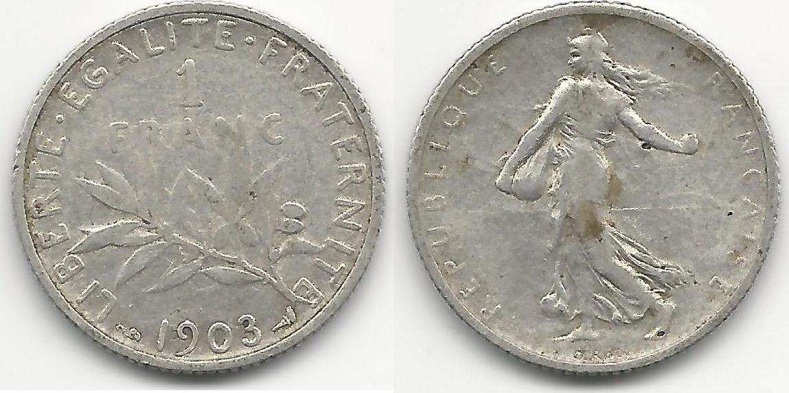 France 1 Franc 1903 Semeuse B / TB | MA-Shops