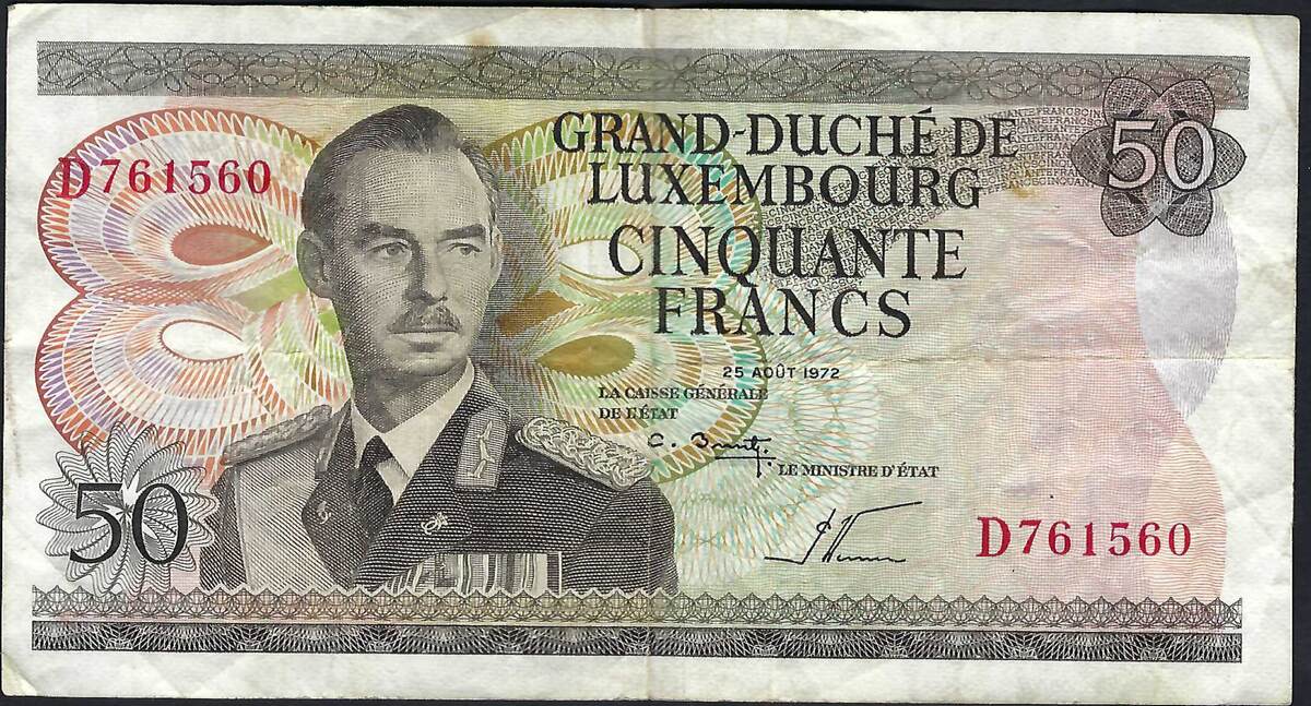50 Francs 25/08/1972 Grand-Duché de Luxembourg S | MA-Shops