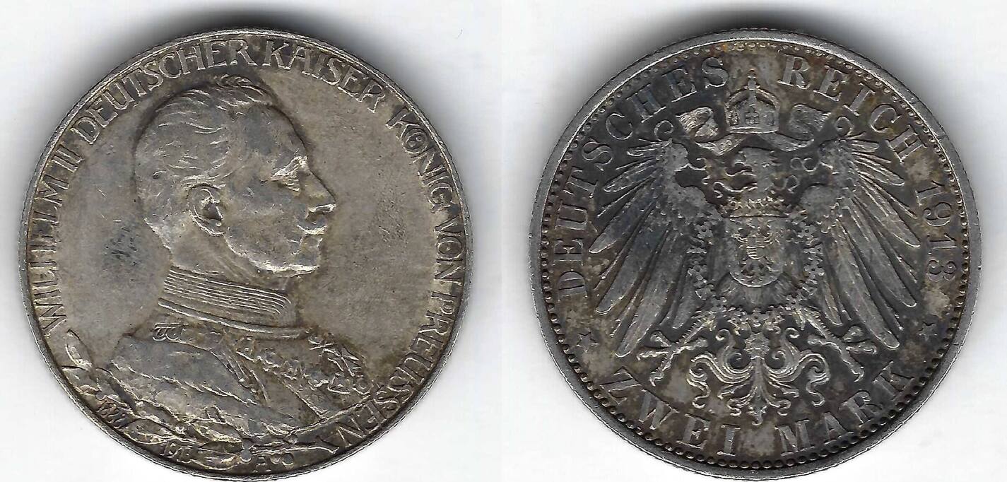 Prusse / Preussen / Prussia 2 Mark 1913 Wilhelm II SS | MA-Shops