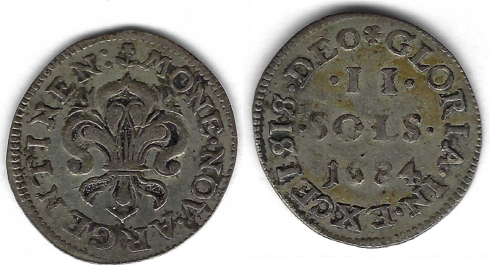 France / Frankreich / Strasbourg / Straßburg 2 Sols 1684 Louis XIV ...