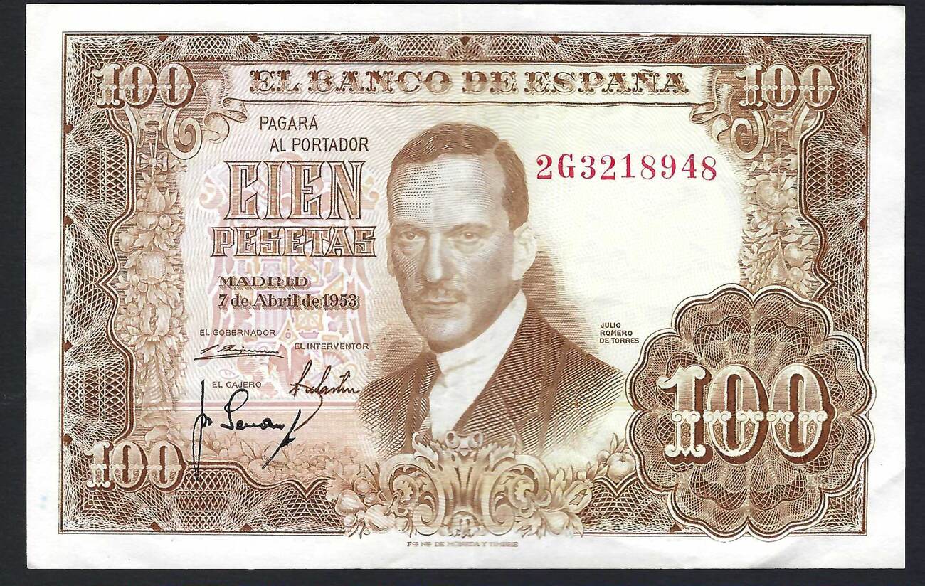 Espagne / Spain / Spanien 100 Pesetas 07/04/1953 El Banco De Espana SS ...