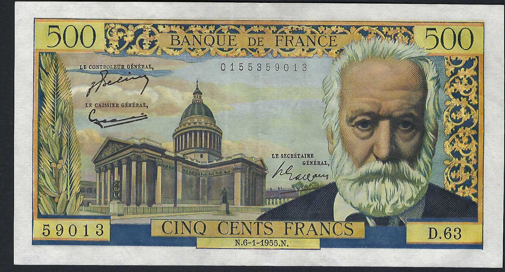 France / Frankreich 500 Francs 06/01/1955 Victor Hugo D.63 SS /VZ | MA ...
