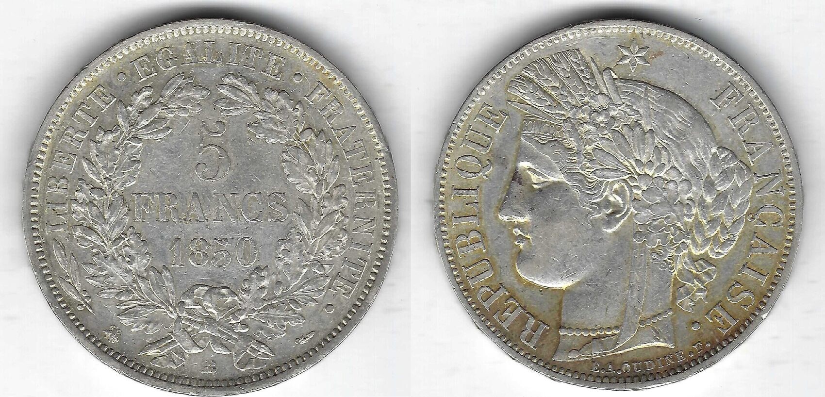 France / Frankreich / Strasbourg / Straßburg 5 Francs 1850 BB Cérès SS ...