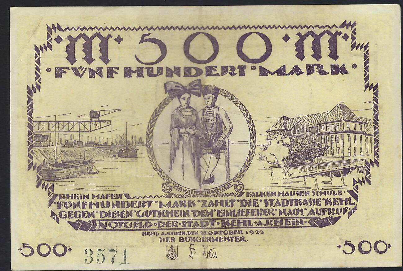 Allemagne / Deutschland / Germany 500 Mark 25/10/1922 Kehl Am Rhein SS ...
