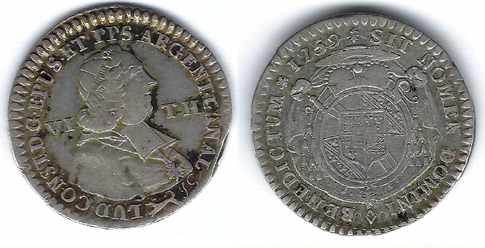 Alsace / Elsass / Strasbourg / Straßburg 1/6 Taler 1759 Louis ...