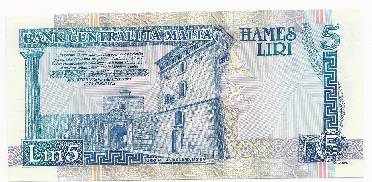 Malte / Malta 5 Liri 1999 - 2011 Bank Centrali Ta'Malta P.Neuf | MA-Shops