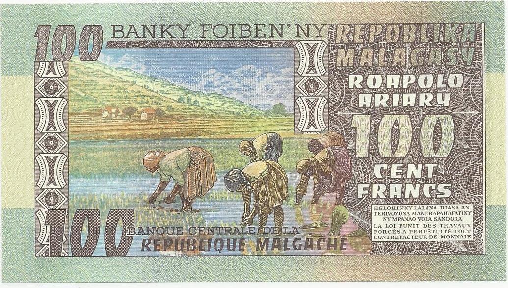 Madagascar / Malagasy 100 Francs / 100 Ariary N.D. 1974 République ...