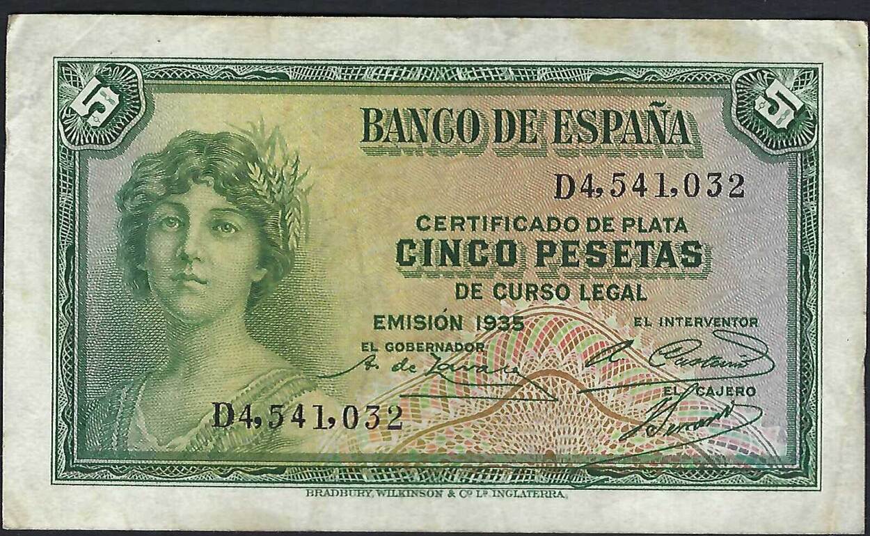 Espagne / Spain / Spanien 5 Pestas 1935 Banco De Espana SS | MA-Shops