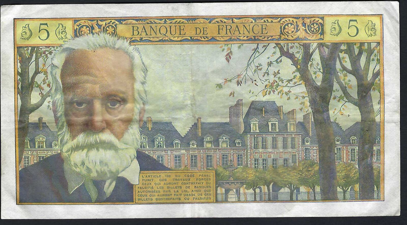 France / Frankreich 5 Nouveaux Francs 5/03/1959 Victor Hugo G.4 F.SS ...
