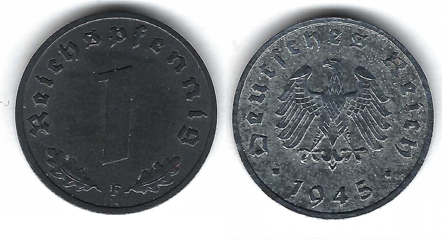 Allemagne / Germany / Deutschland 1 Reichspfennig 1945 F Deutscher ...