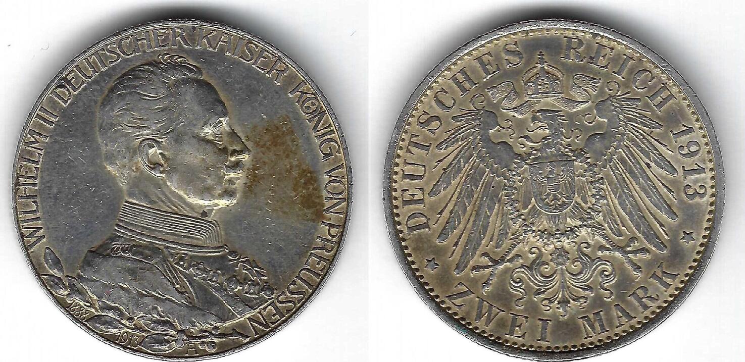 Prusse / Preussen / Prussia 2 Mark 1913 Wilhelm II SS | MA-Shops