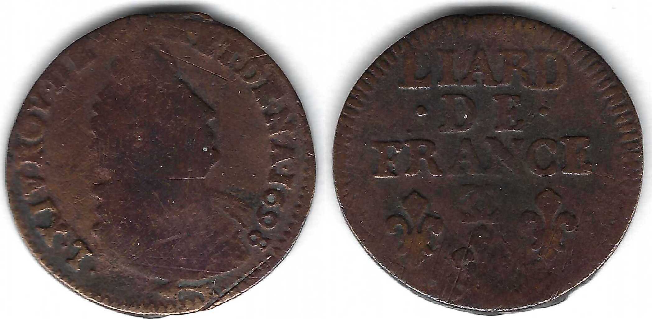 France / Frankreich / Besançon Liard de France 1698 Louis XIV (1643 ...