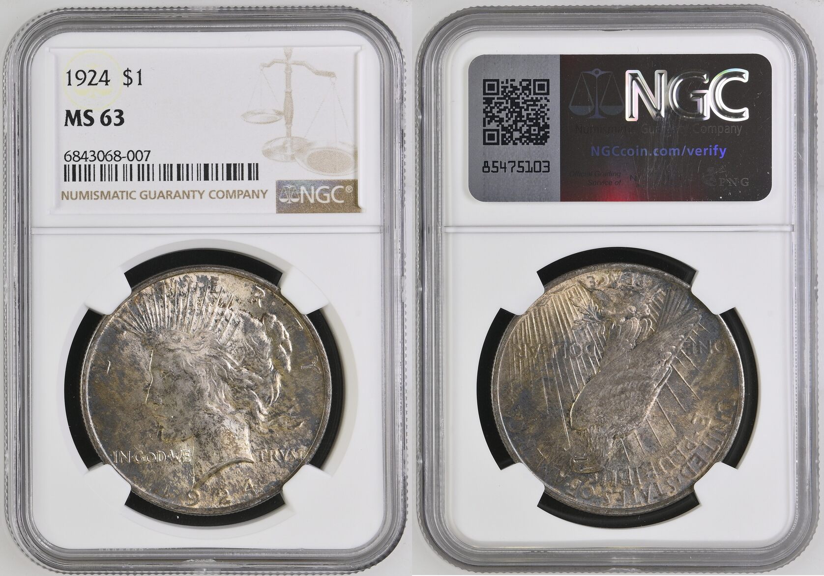 USA 1 Dollar Peace Dollar 1924 MS 63 | MA-Shops
