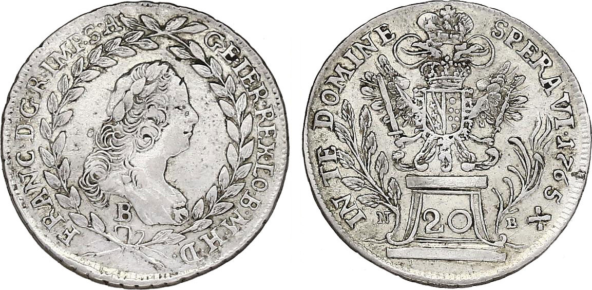 RDR 20 Kreuzer 1765 B/NB = 1767 Franz I. (1745 - 1765) ss-vz | MA-Shops