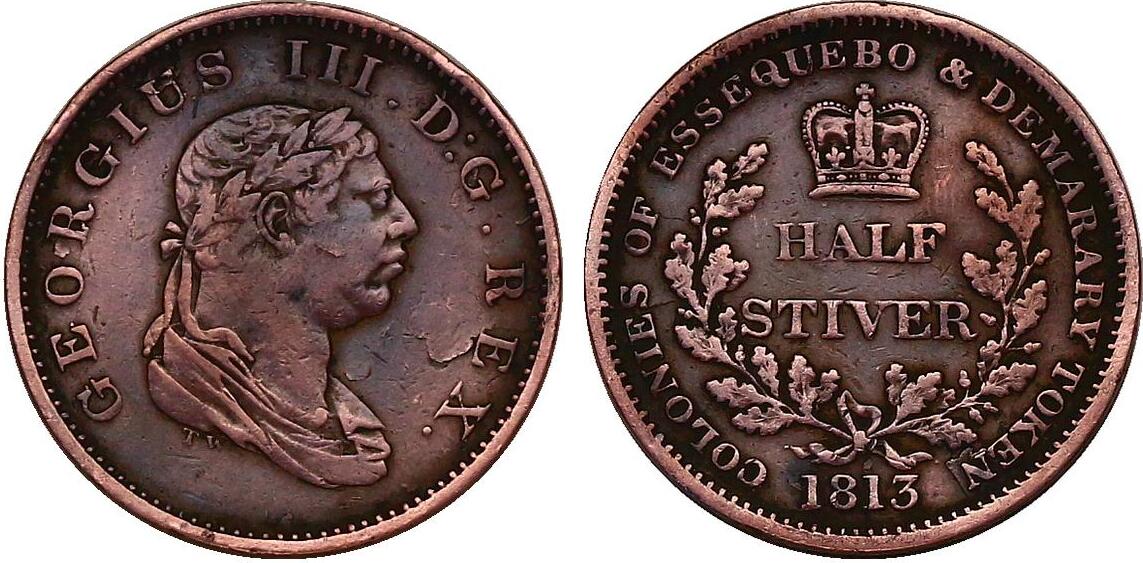 Britisch Guyana 1/2 Stiver 1813 Georg III. ss | MA-Shops