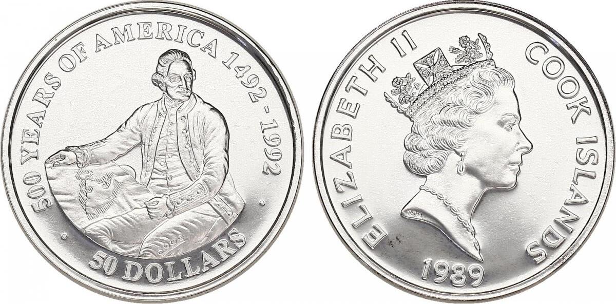 Cook Inseln (Cook Islands) 50 Dollar 1989 Serie 500 Years of America ...