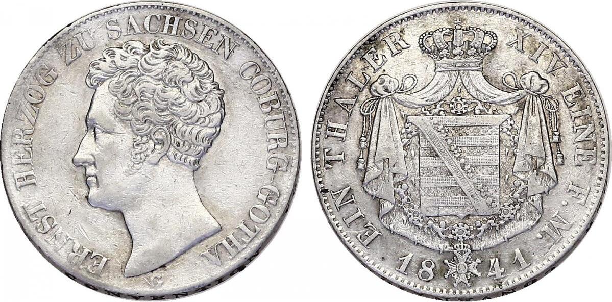 Deutschland - Sachsen-Coburg-Gotha Taler 1841 G Ernst I. (1806 - 1844) ss/f.vz | MA-Shops