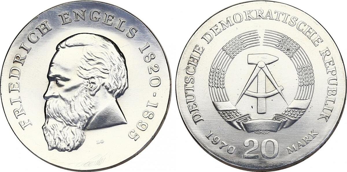 Deutschland - DDR 20 Mark 1970 Friedrich Engels (1820 - 1895) Av. f ...