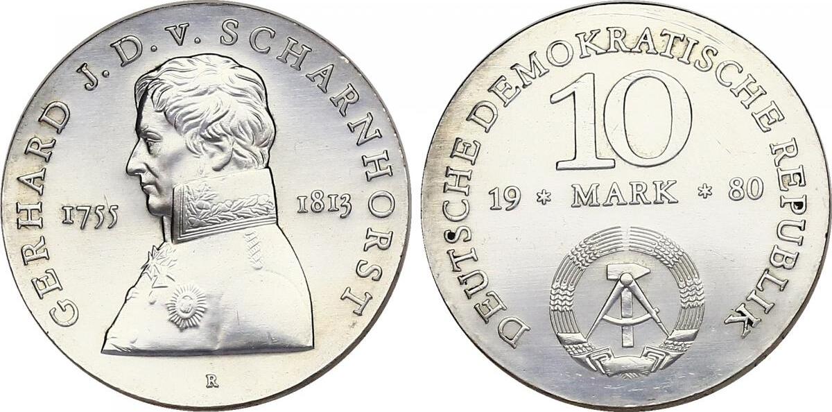 Deutschland - DDR 10 Mark 1980 Gerhard J. D. von Scharnhorst (1755 ...