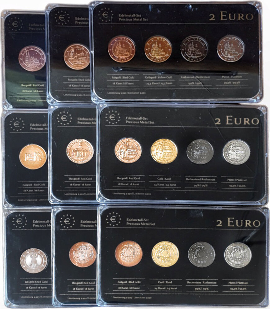 Deutschland 9x 2 Euro Sets diverse Konvolut: Prestige Sets ...