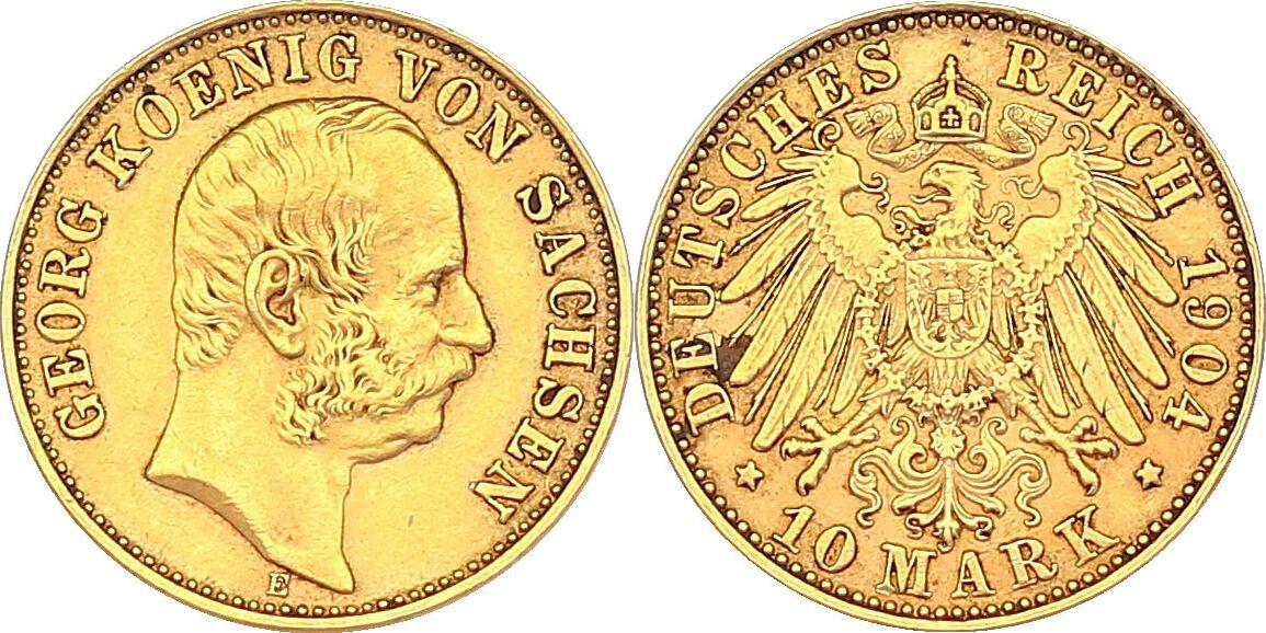 Deutschland - Sachsen 10 Mark 1904 E Georg (1902 - 1904) ss-vz, Rand ...