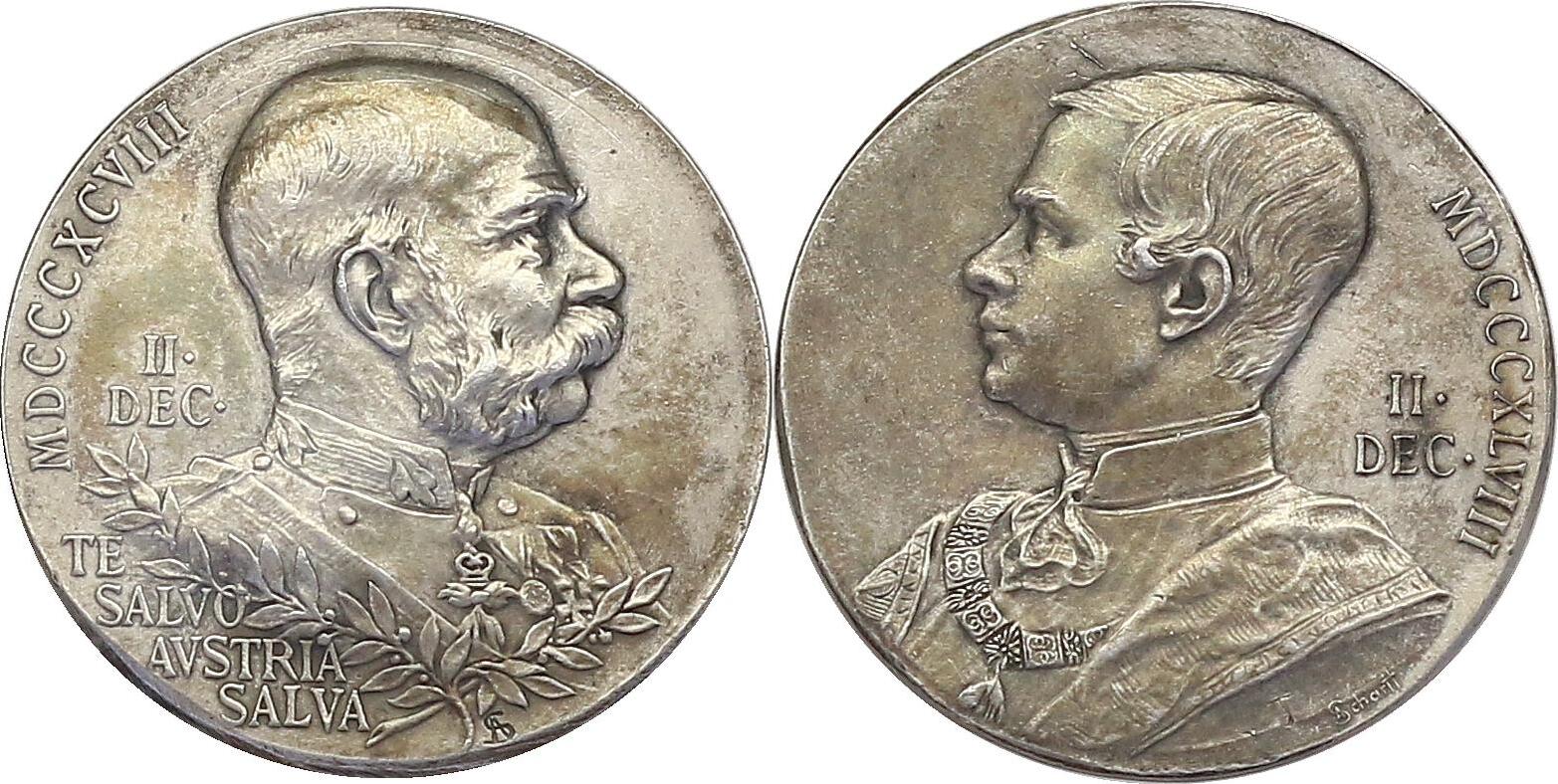 Österreich - Ungarn Ag-Medaille 1898 Franz Joseph (1848 - 1916) '50 J ...