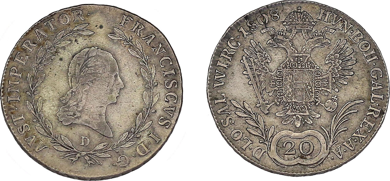 RDR 20 Kreuzer 1808 D Franz II./I. (1792 - 1835) ss+ | MA-Shops