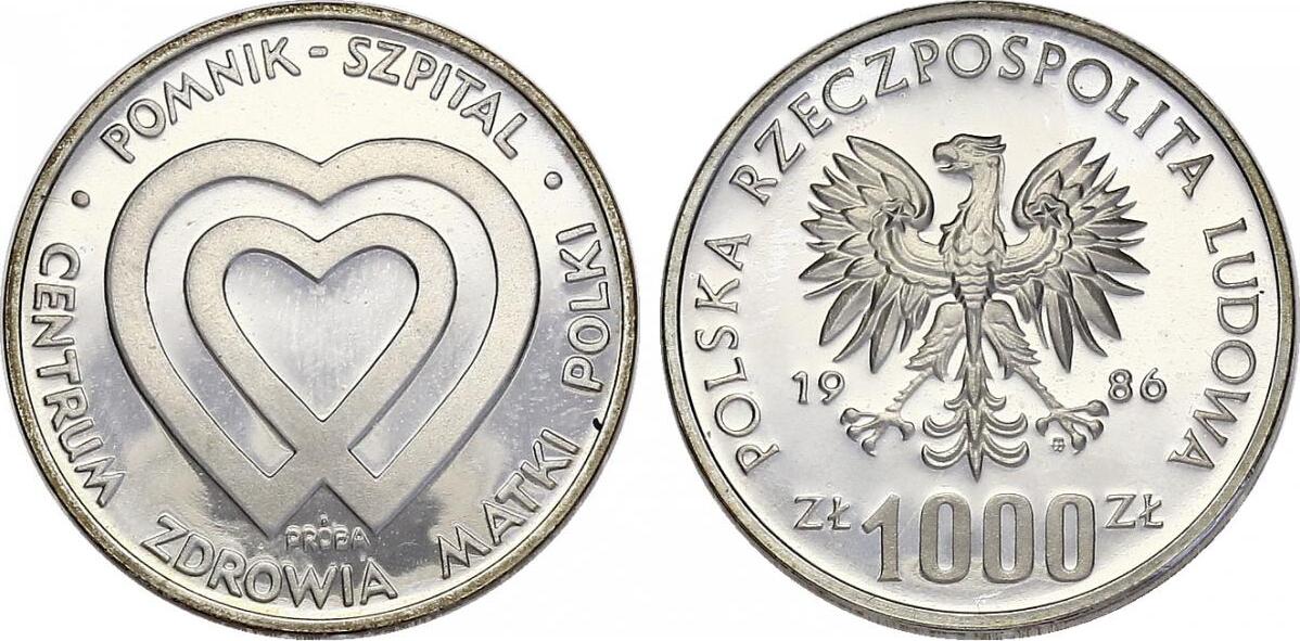 Polen 1000 Zloty PROBE 1986 Herzspital Angelaufen Pp MA Shops Polen 1000 Zloty PROBE 1986 Herzspital Angelaufen Pp MA Shops