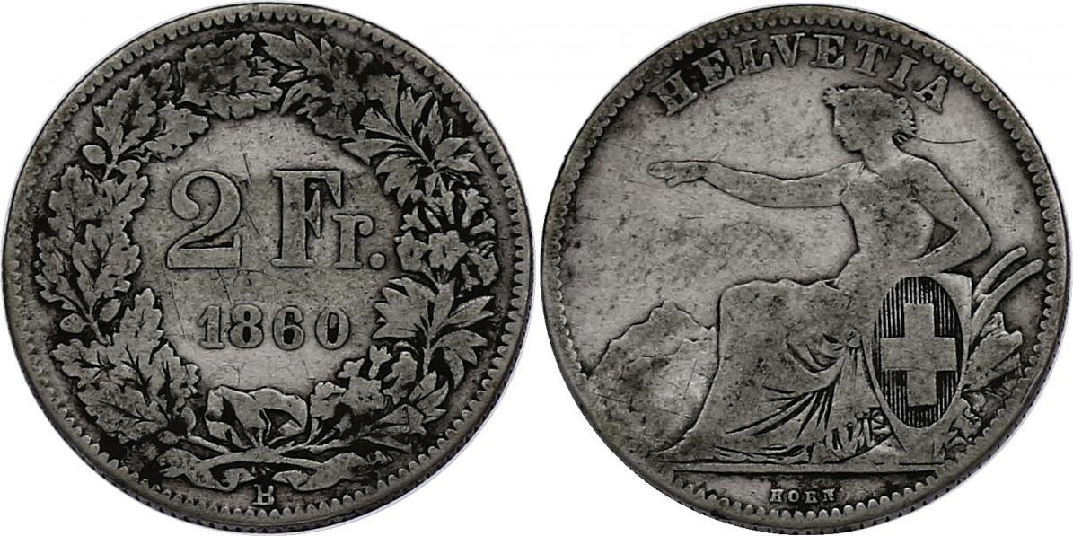 Schweiz 2 Franken 1860 B f.ss | MA-Shops