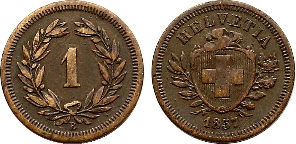Schweiz Rappen 1857 B ss | MA-Shops