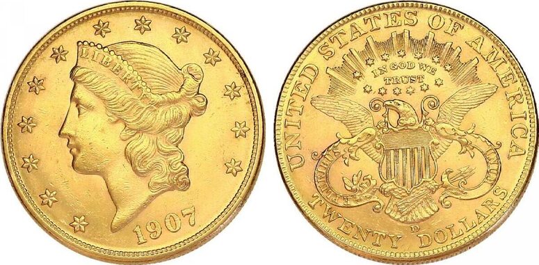 USA 20 Dollar 1907 D 'Liberty Head' f.stgl. | MA-Shops