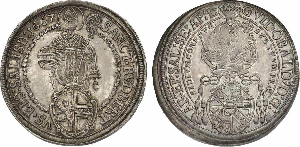 Österreich - Salzburg Taler 1667 Guidobald v. Thun u. Hohenstein (1654 ...