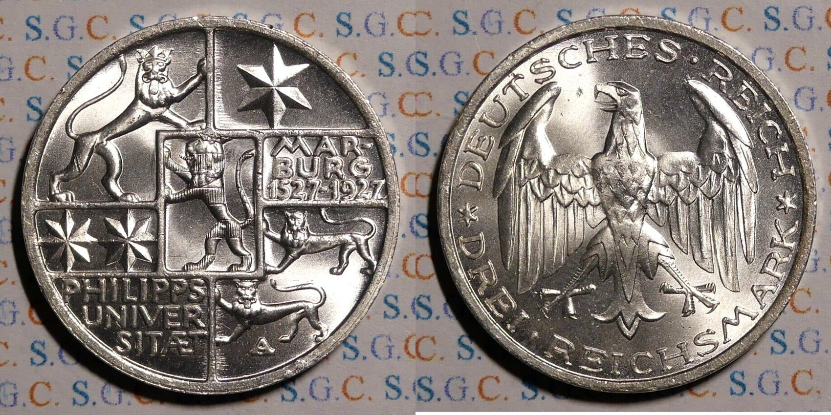 Weimar 3 Mark 1927-A 400J. Uni. Marburg Stgl. fein, fast perfekt! | MA ...