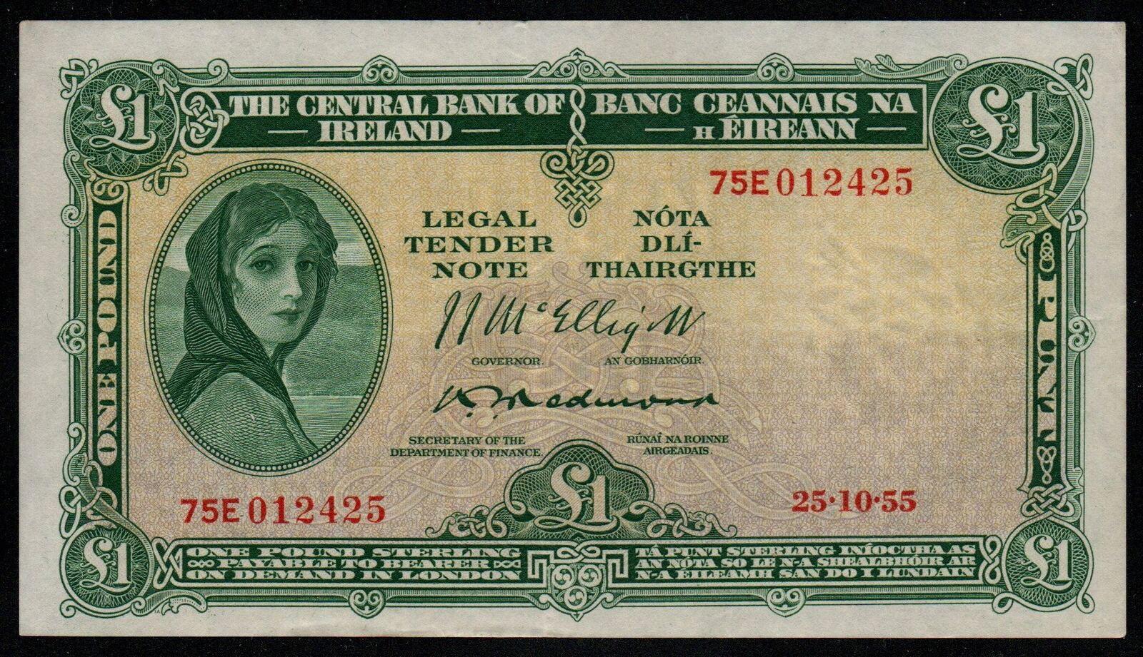 Irland / Ireland £1 Sterling 25-10-55 Lady Lavery II, wenig zirkuliert ...
