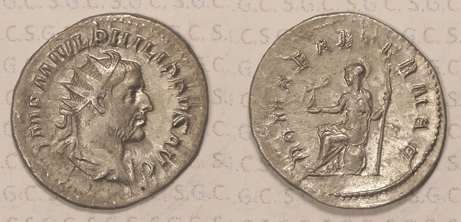 Römisches Kaiserreich AG Antoninianus Kaiser Philippus I fast VZ, mit ...
