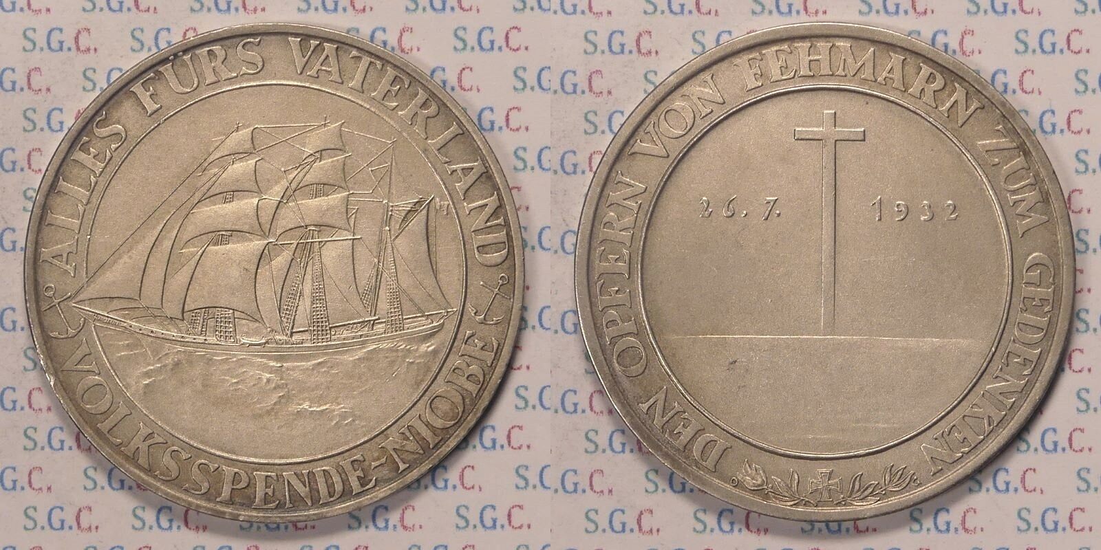 Weimar Medaille in Silber 1932 Volkspende Niobe/Fehmarn fast ...