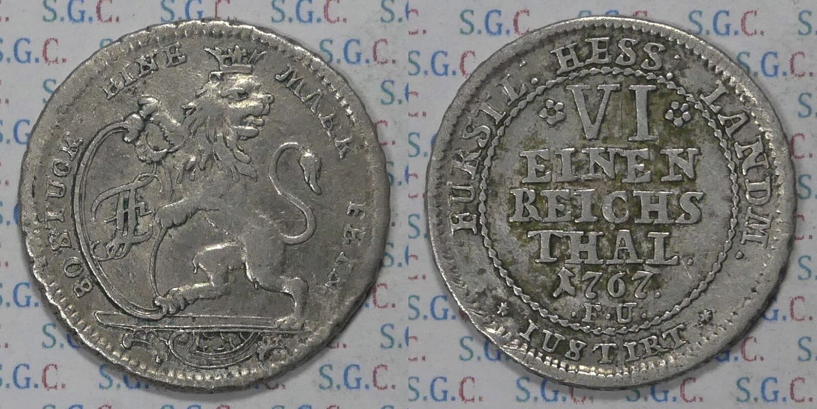 Altdeutschland Hessen-Kassel, 1/6 Taler 1767-Fu Kurfürst Friedrich II ...