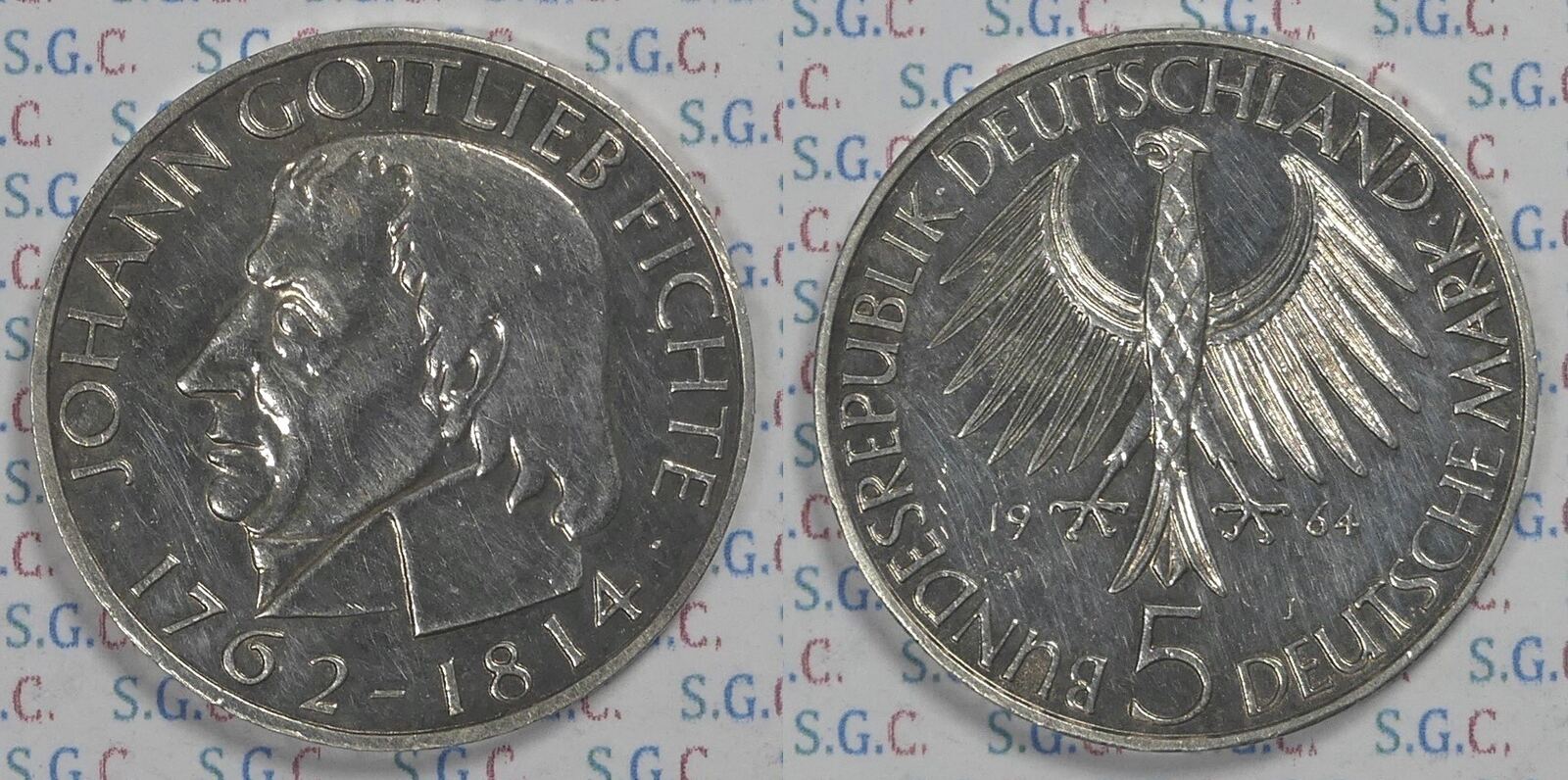 Bundesrepublik Deutschland 5 DM 1964-J Fichte Polierte Platte mit ...