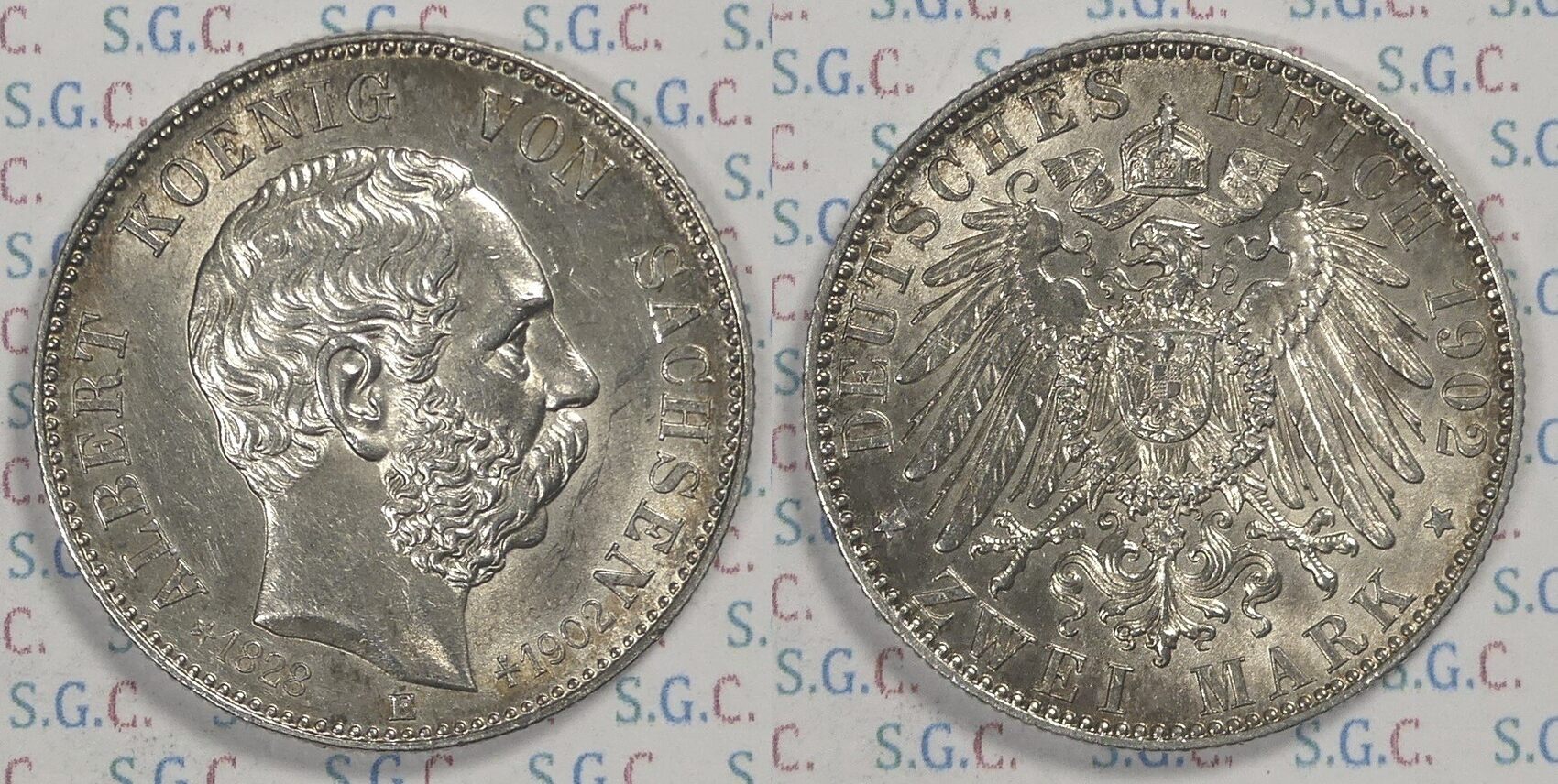 Kaiserreich Sachsen 2 Mark 1902-E König Albert (Auf den Tod des Königs ...