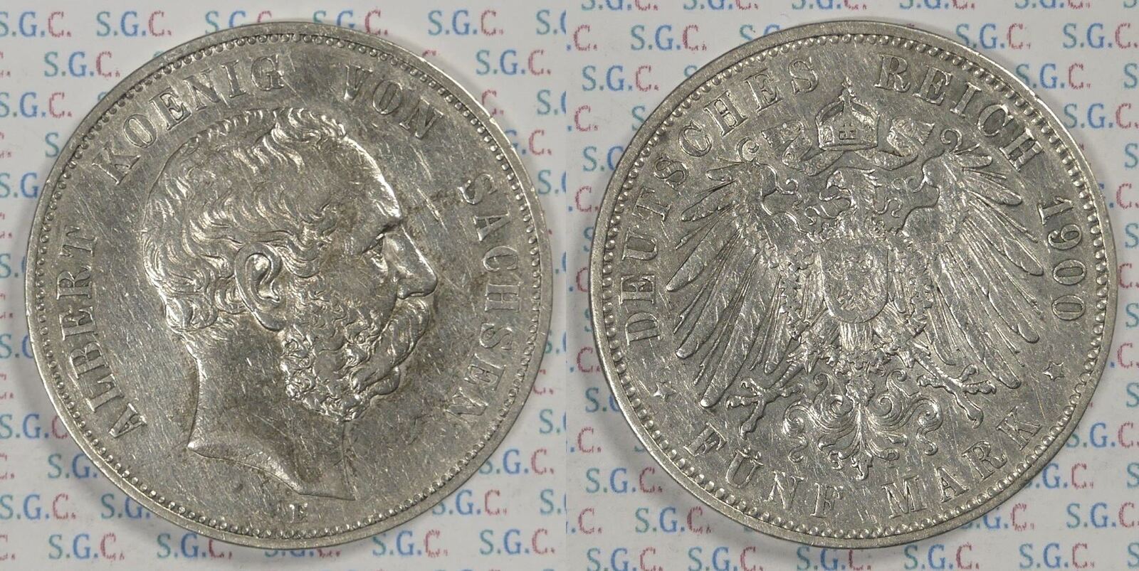 Kaiserreich Sachsen 5 Mark 1900-E König Albert ss+, kleine Kratzer | MA ...