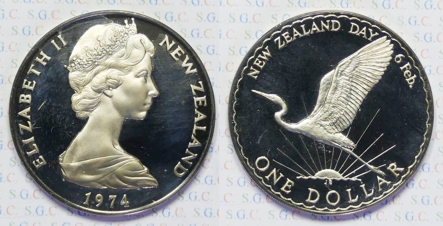 Neuseeland 1 Dollar 1974 Königin Elizabeth II - Nationalfeiertag ...
