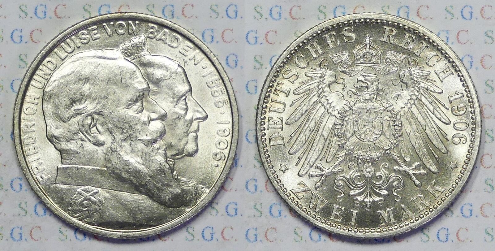 Kaiserreich Baden 2 Mark 1906 (G) Friedrich und Luise zum Goldenen ...