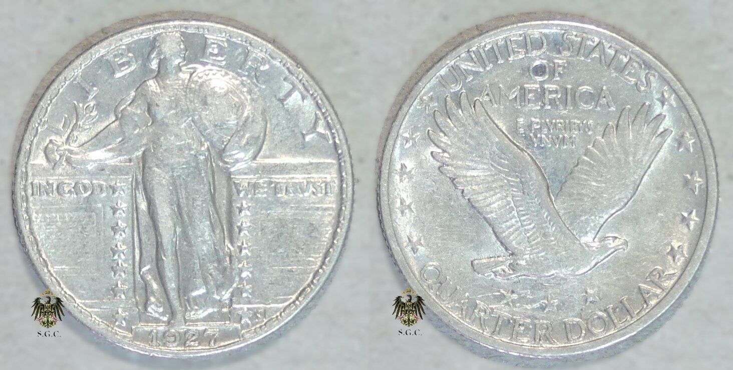 USA ¼ Dollar 1927 (P) Standing Liberty fast vz | MA-Shops