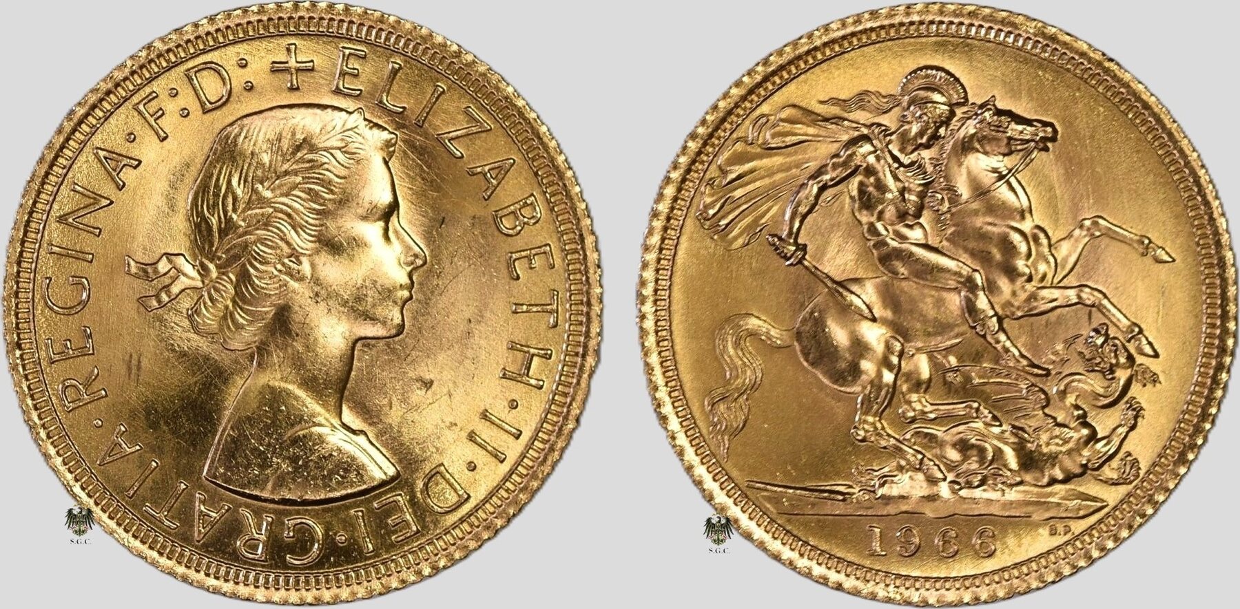 Grossbritannien £1 (Sovereign) 1966 Königin Elizabeth II. Bankfrisch ...