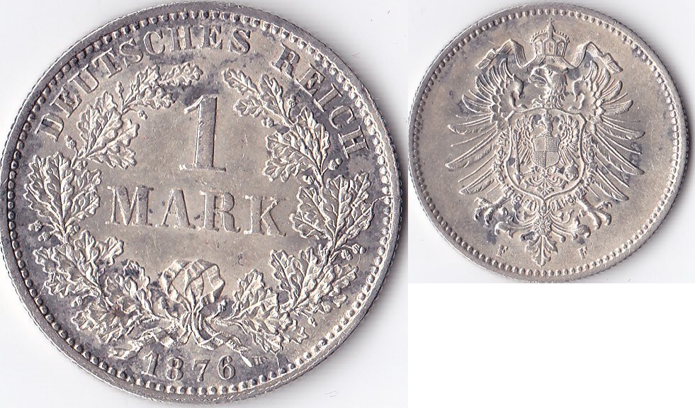 Deutschland 1 Mark 1876 F Deutsches Kaiserreich 1871-1918 vz+ | MA-Shops