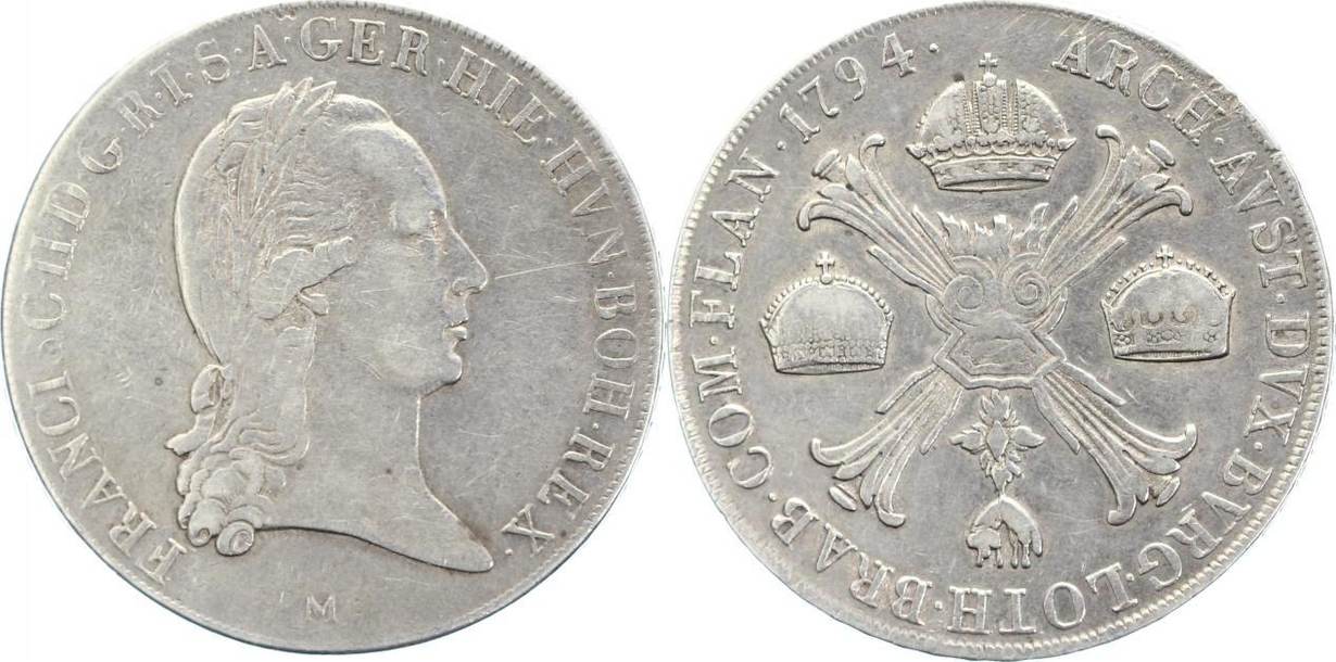 Haus Habsburg Kronentaler 1794 M Franz II.(I.) 1792-1835. Sehr schön | MA-Shops