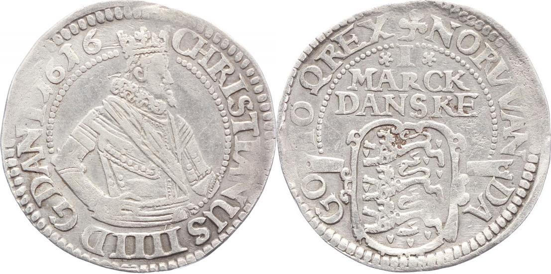 Dänemark Mark 1616 Christian IV. 1588-1648. Winz.Henkelspur ?. Sehr ...