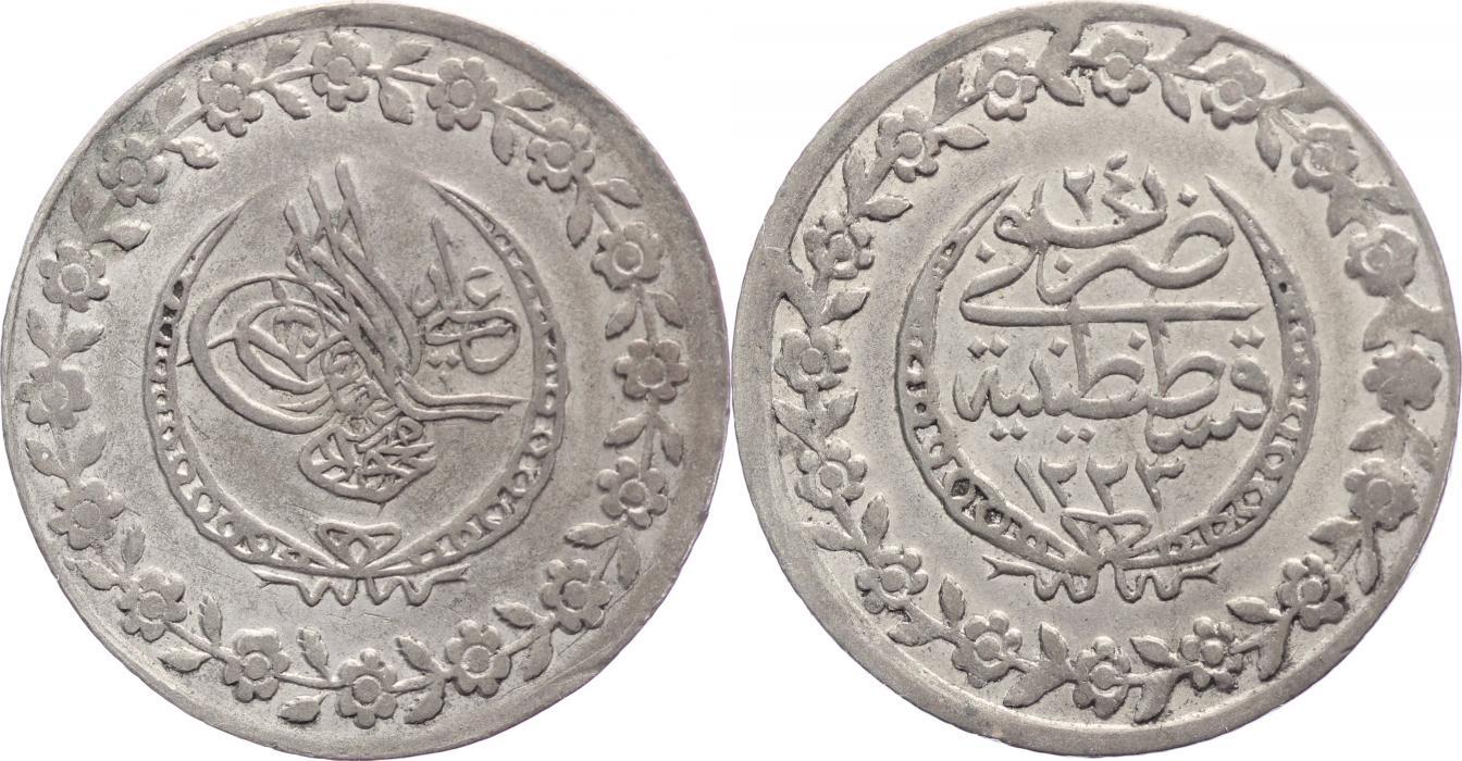 Türkei-Osmanisches Reich BI-100 Para (2 1/2 Piastres) 1223 AH Mahmud II. AH 1223-1255/1808-1839 ...
